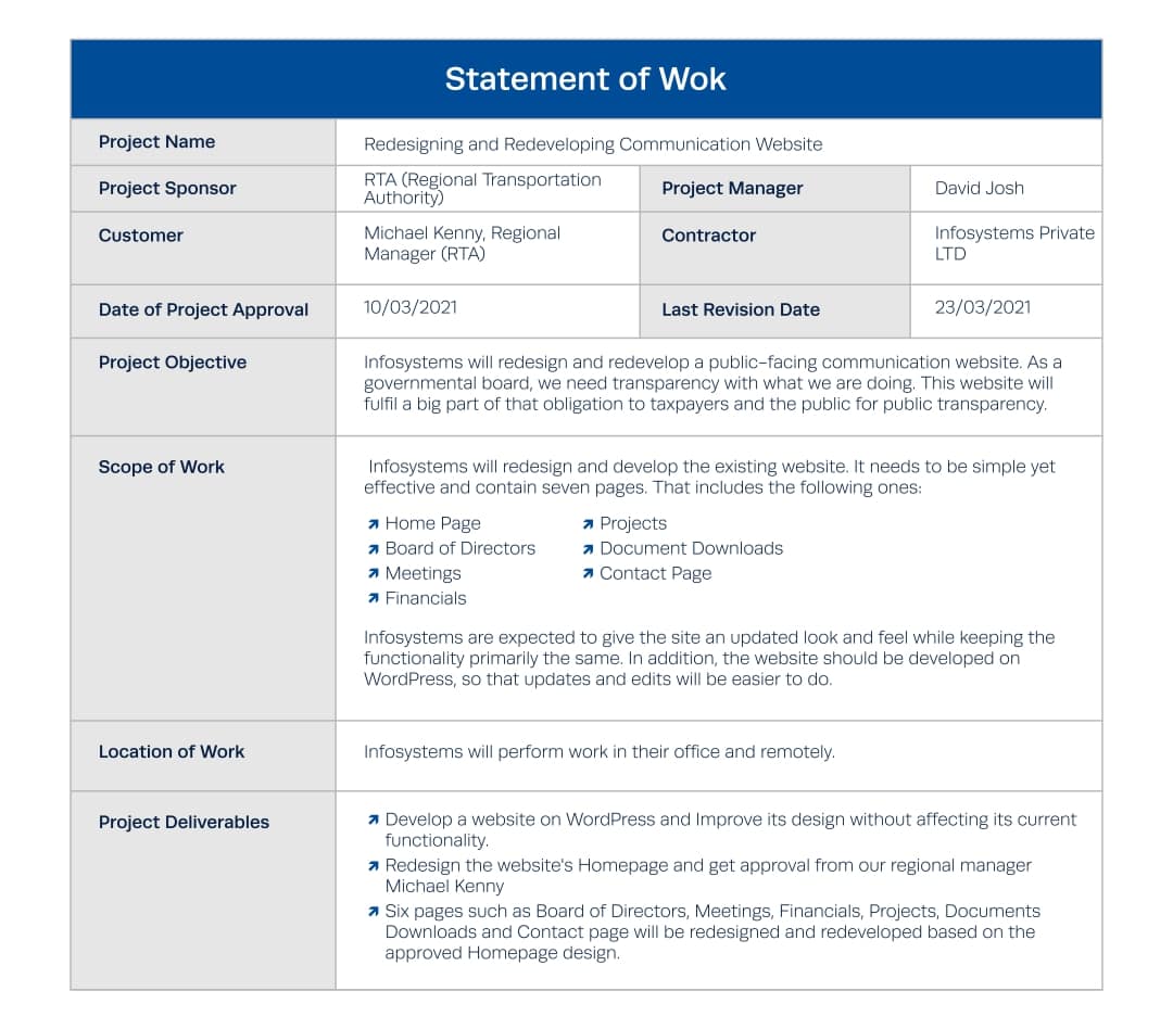 What is a Statement of Work (SOW) in Project Management?